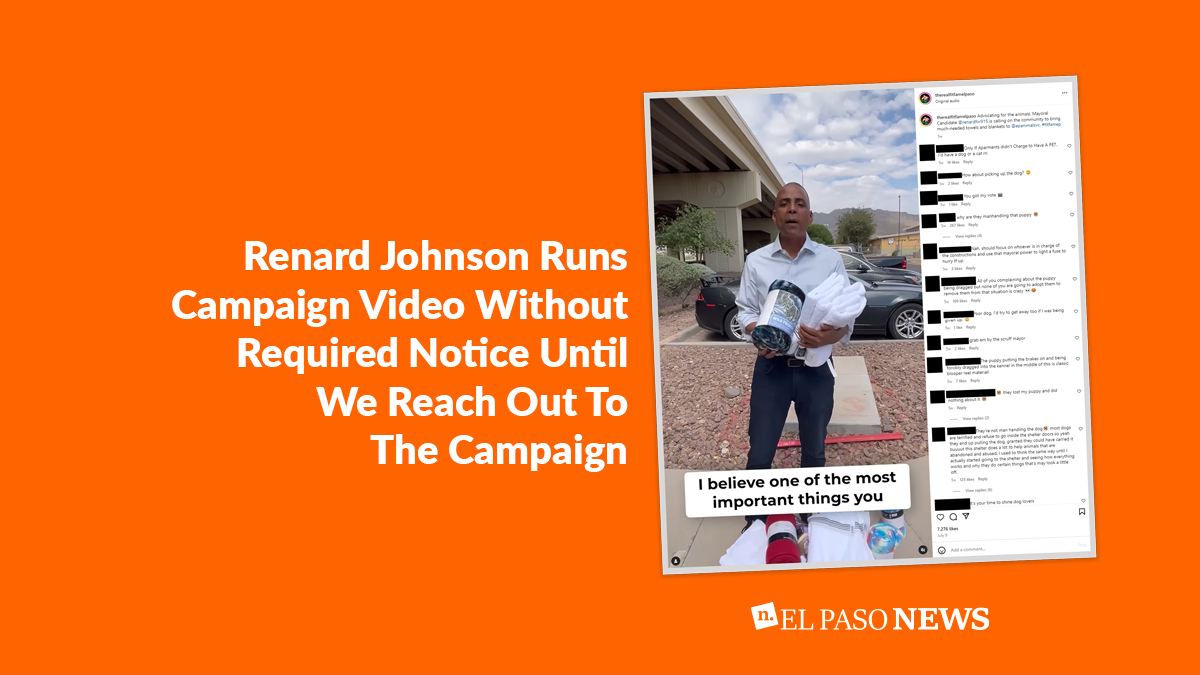 Renard Johnson Runs Campaign Video Without Required Notice Until We ...